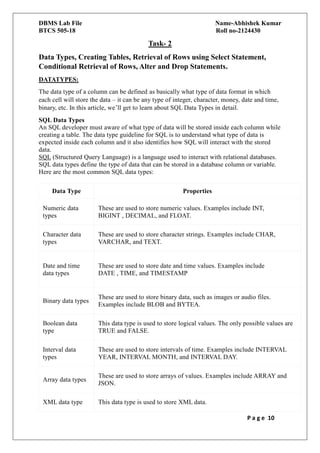 DBMS LAB FILE1 task 1 , task 2, task3 and many more.pdf