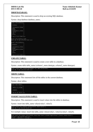 DBMS LAB FILE1 task 1 , task 2, task3 and many more.pdf