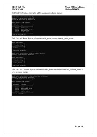 DBMS LAB FILE1 task 1 , task 2, task3 and many more.pdf