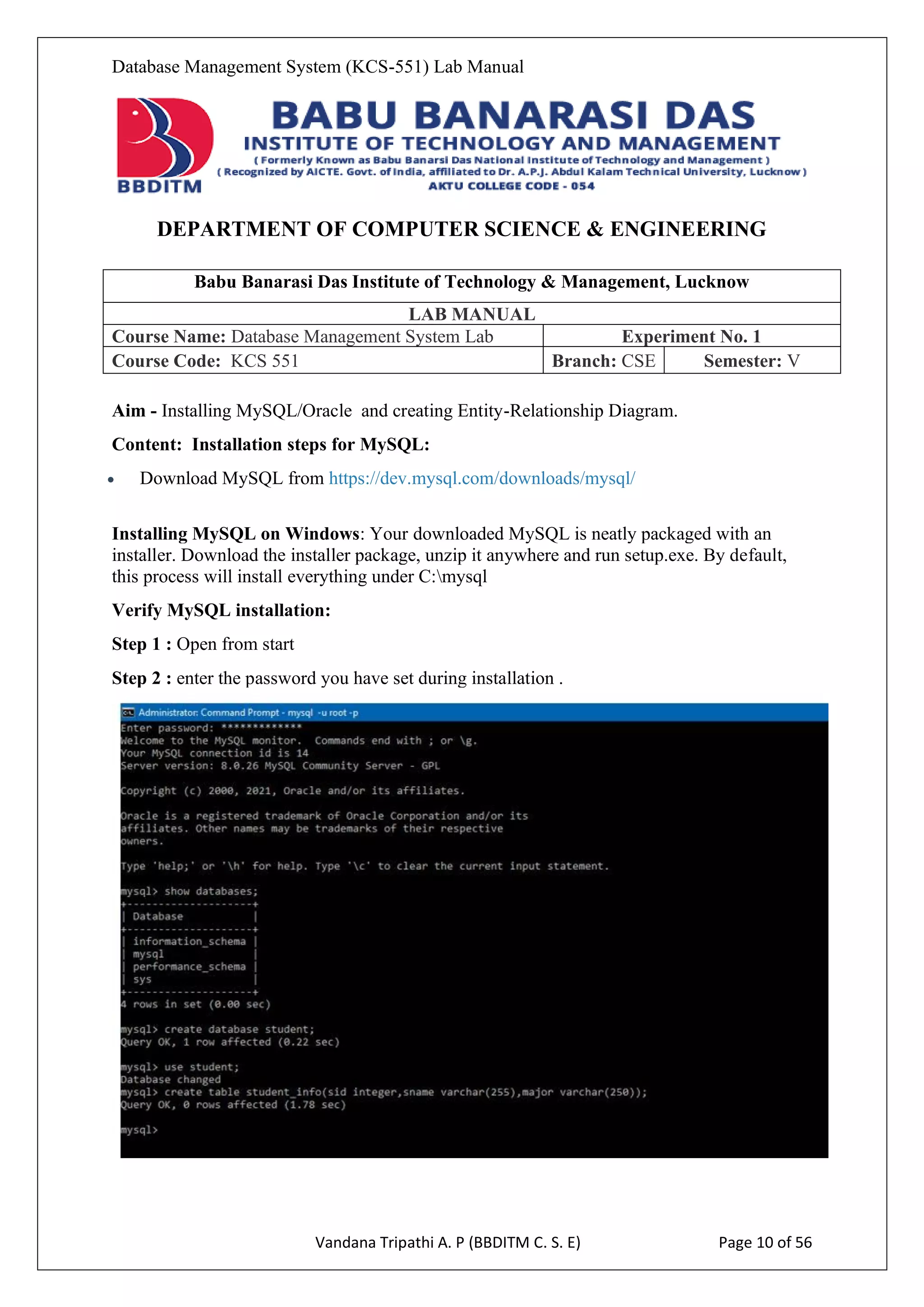 Data base management system LAB MANUAL KCS 551.pdf