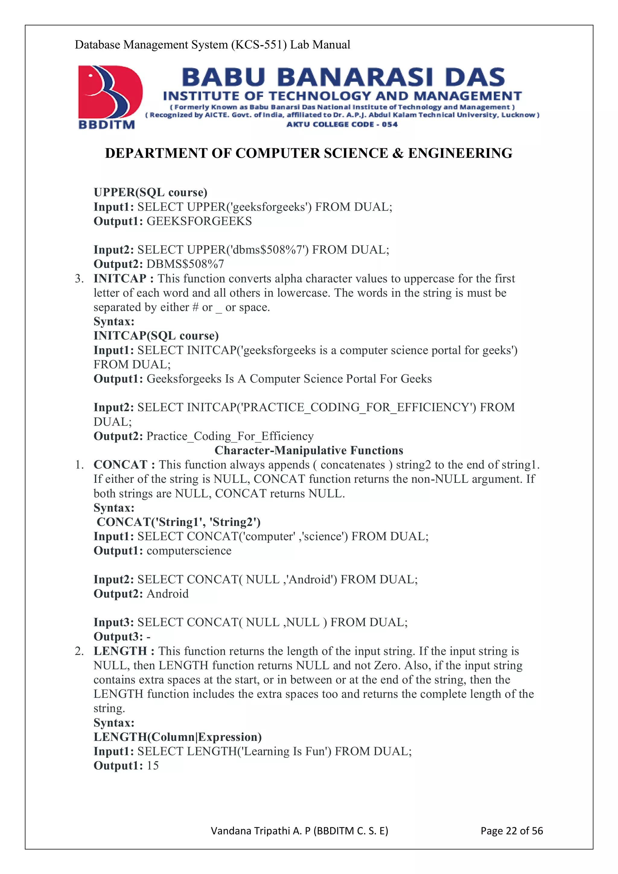 Data base management system LAB MANUAL KCS 551.pdf
