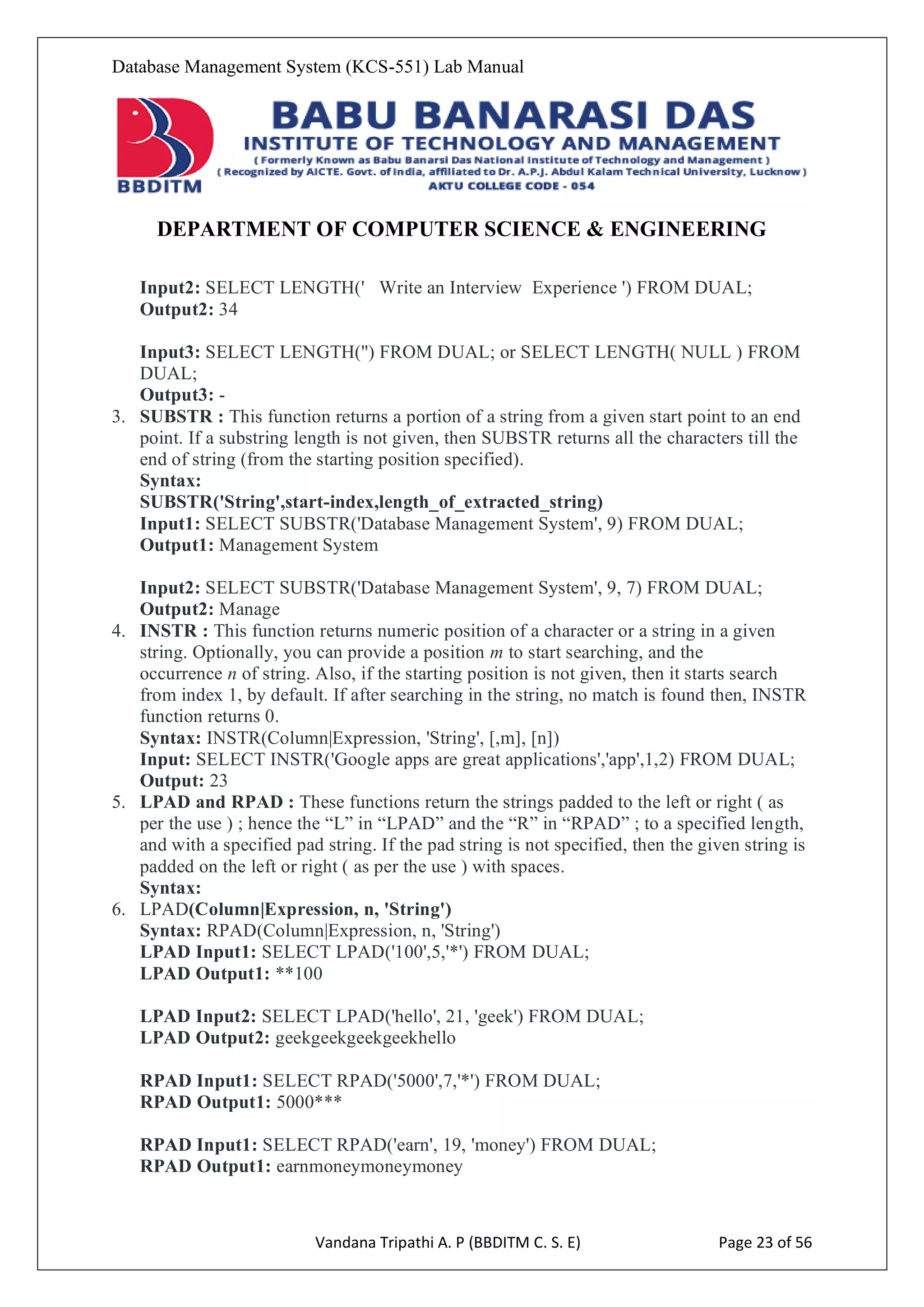 Data base management system LAB MANUAL KCS 551.pdf