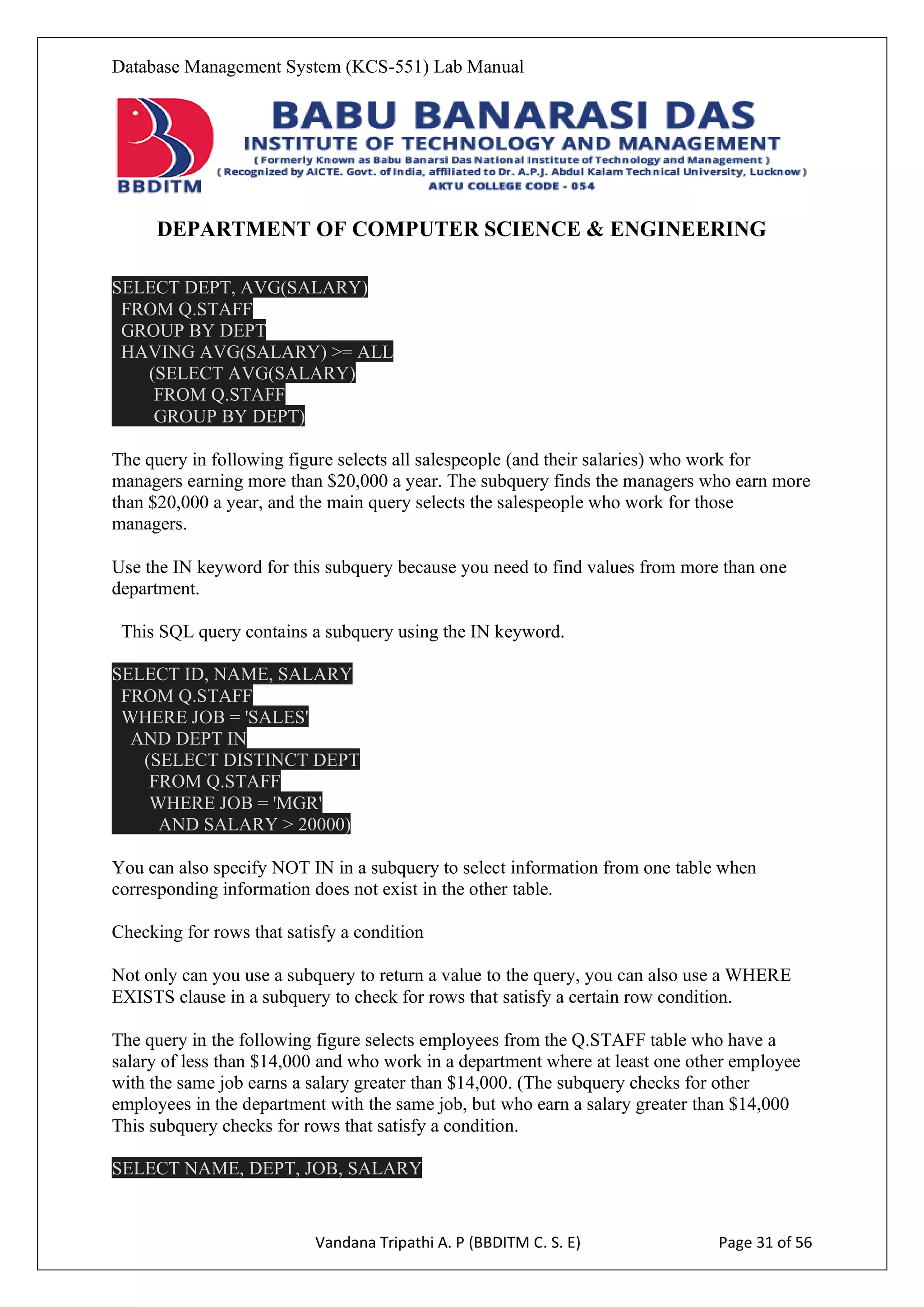 Data base management system LAB MANUAL KCS 551.pdf