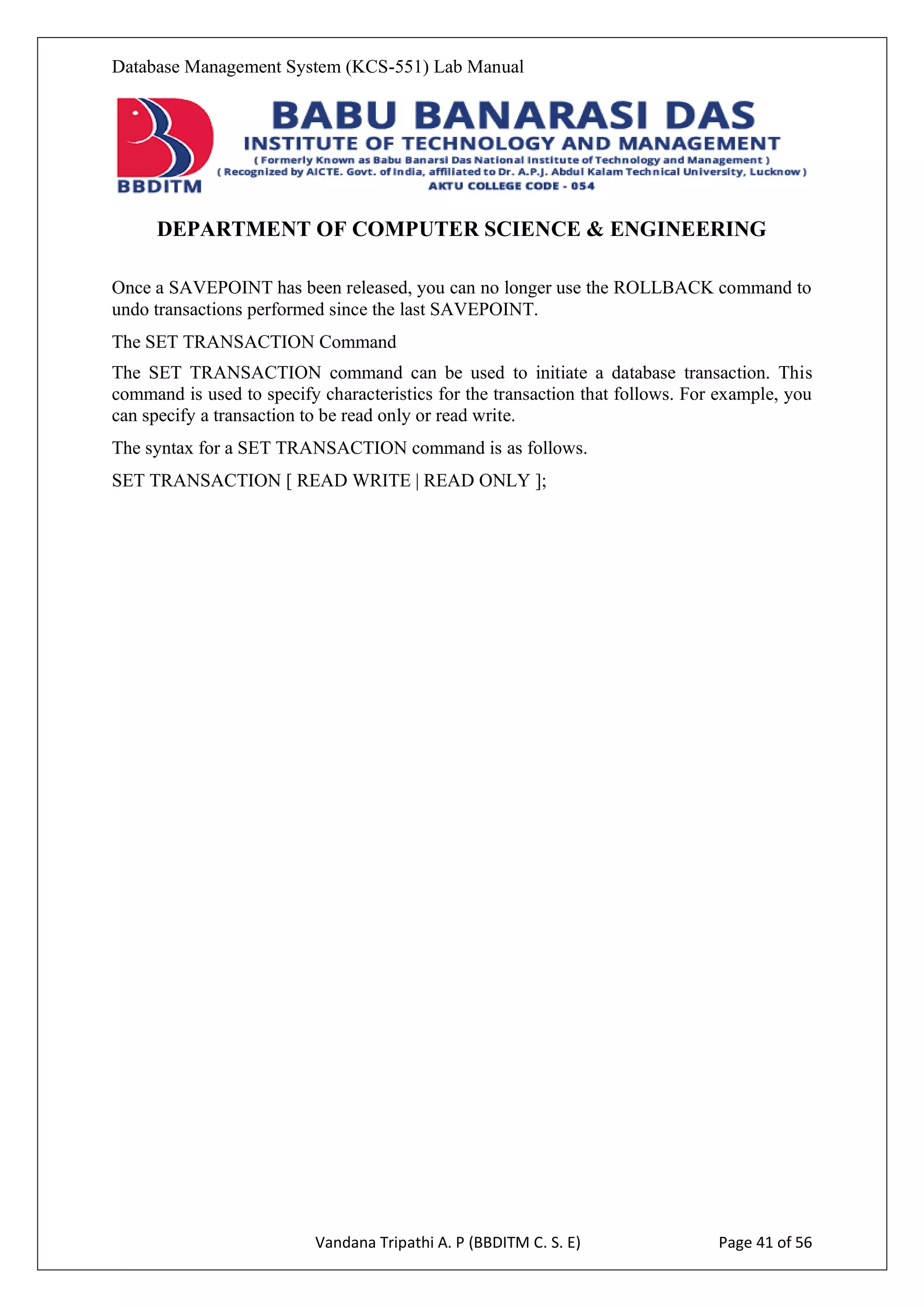 Data base management system LAB MANUAL KCS 551.pdf