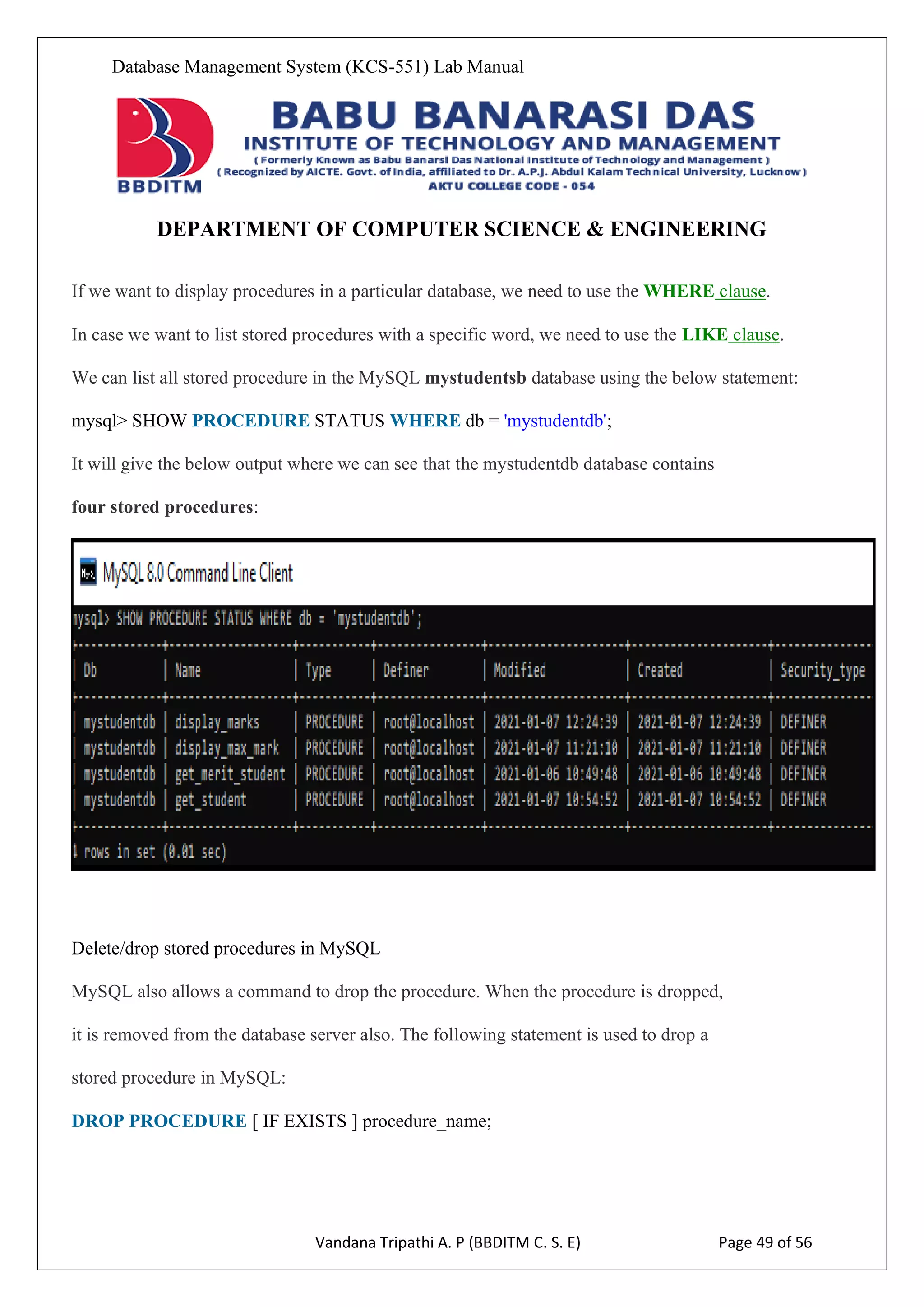 Data base management system LAB MANUAL KCS 551.pdf