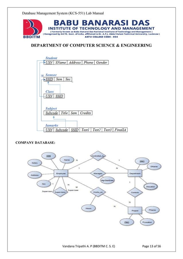 Data base management system LAB MANUAL KCS 551.pdf | Databases | Computer Software and Applications