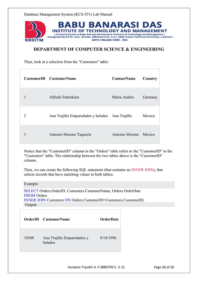 Data base management system LAB MANUAL KCS 551.pdf | Databases | Computer Software and Applications