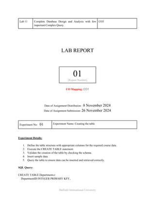 Problem based DBMS lab report || Fahim Tahmid Rupak || Daffodil International University | PDF