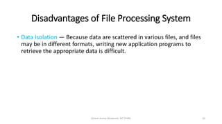 Dbms Notes Lecture 1 : Drawbacks of File processing system | PDF