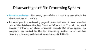 Dbms Notes Lecture 1 : Drawbacks of File processing system | PDF