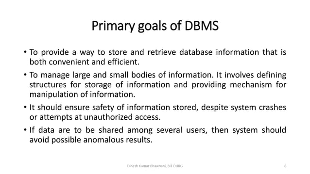 Dbms Notes Lecture 1 : Drawbacks of File processing system | PDF