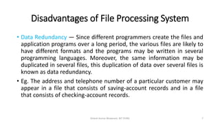 Dbms Notes Lecture 1 : Drawbacks of File processing system | PDF