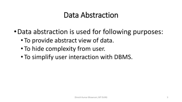 Dbms Notes Lecture 2 : Levels of Data Abstraction | PPT
