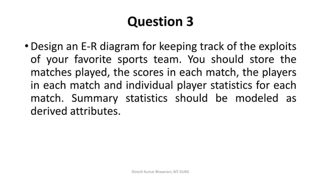 Dbms Notes Lecture 8 : E R Diagram question with solutions | PDF