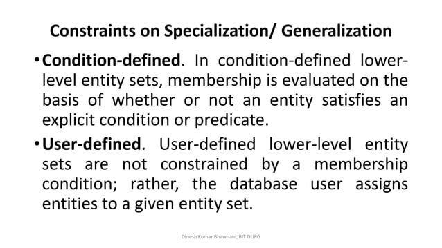 Dbms Notes Lecture 9 : Specialization, Generalization and Aggregation | PDF