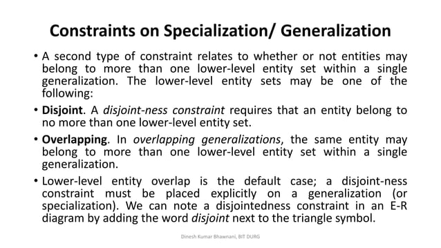 Dbms Notes Lecture 9 : Specialization, Generalization and Aggregation | PDF