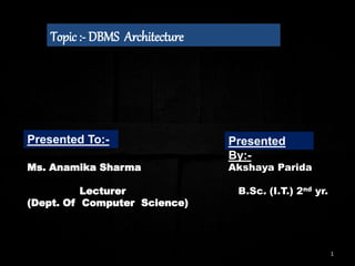 Dbms level of architecture2 | PPT