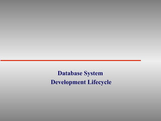Dbms lifecycle. ..Database System Development Lifecycle | PDF