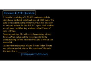 DBMS primary index and secondary index questions | PDF
