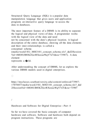 DBMS ModelsSome contemporary DBMS models include | PDF