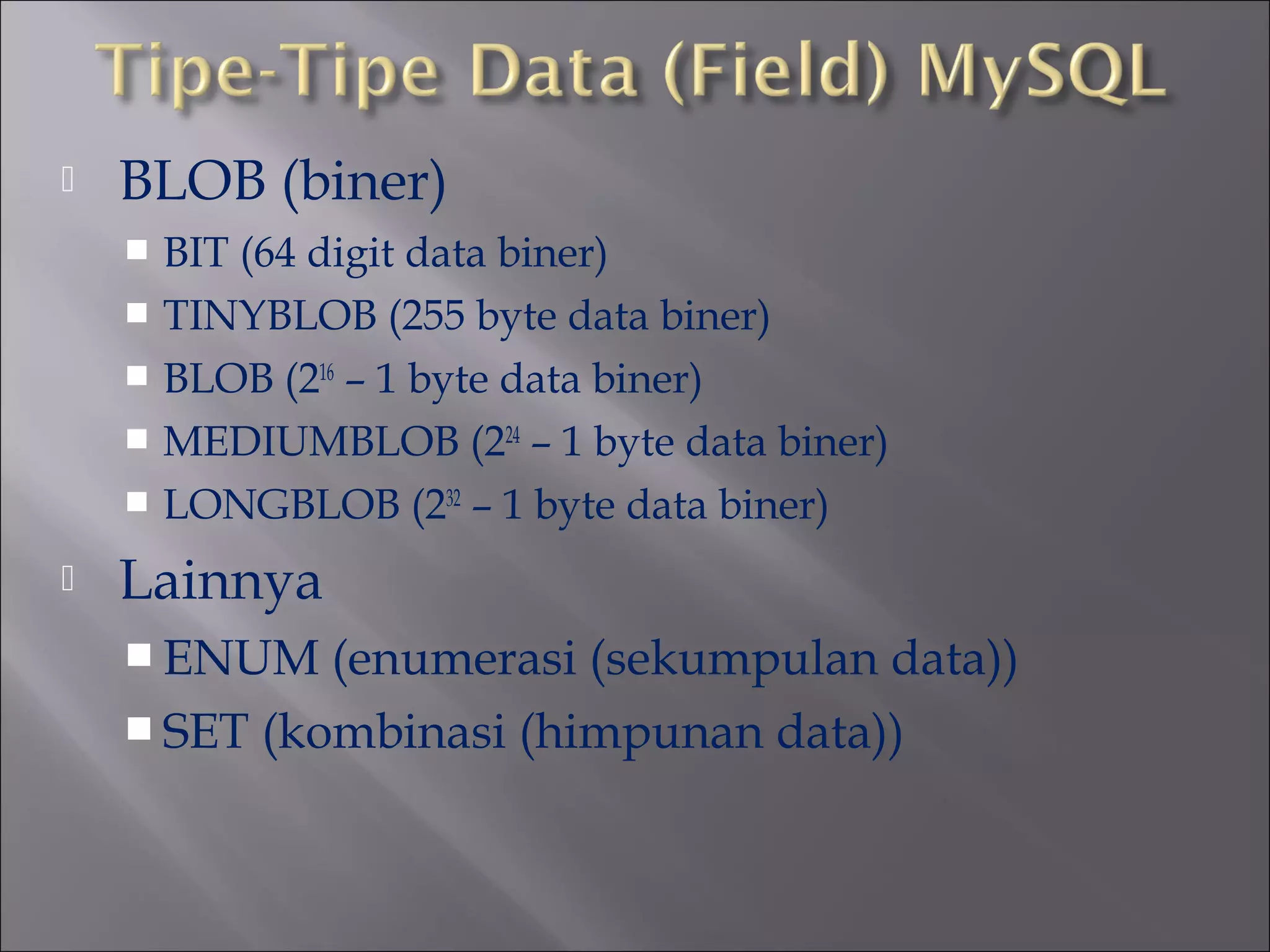 Modul Dbms mysql dan perintah dasar SQL | PPT