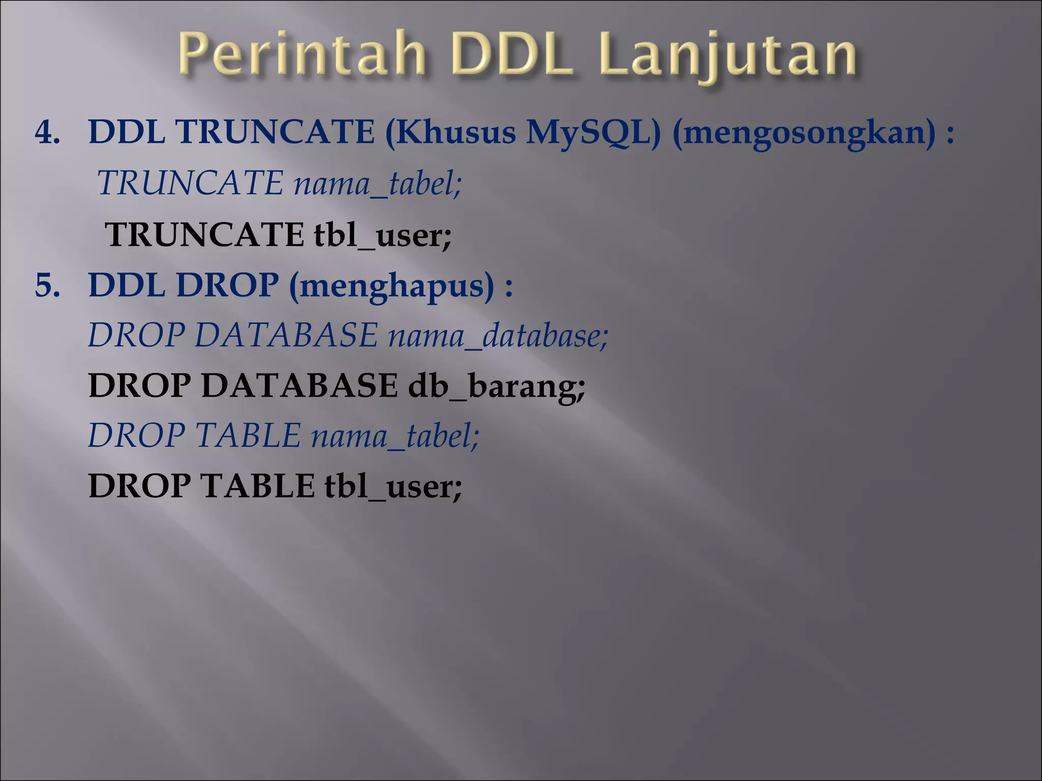 Modul Dbms mysql dan perintah dasar SQL | PPT