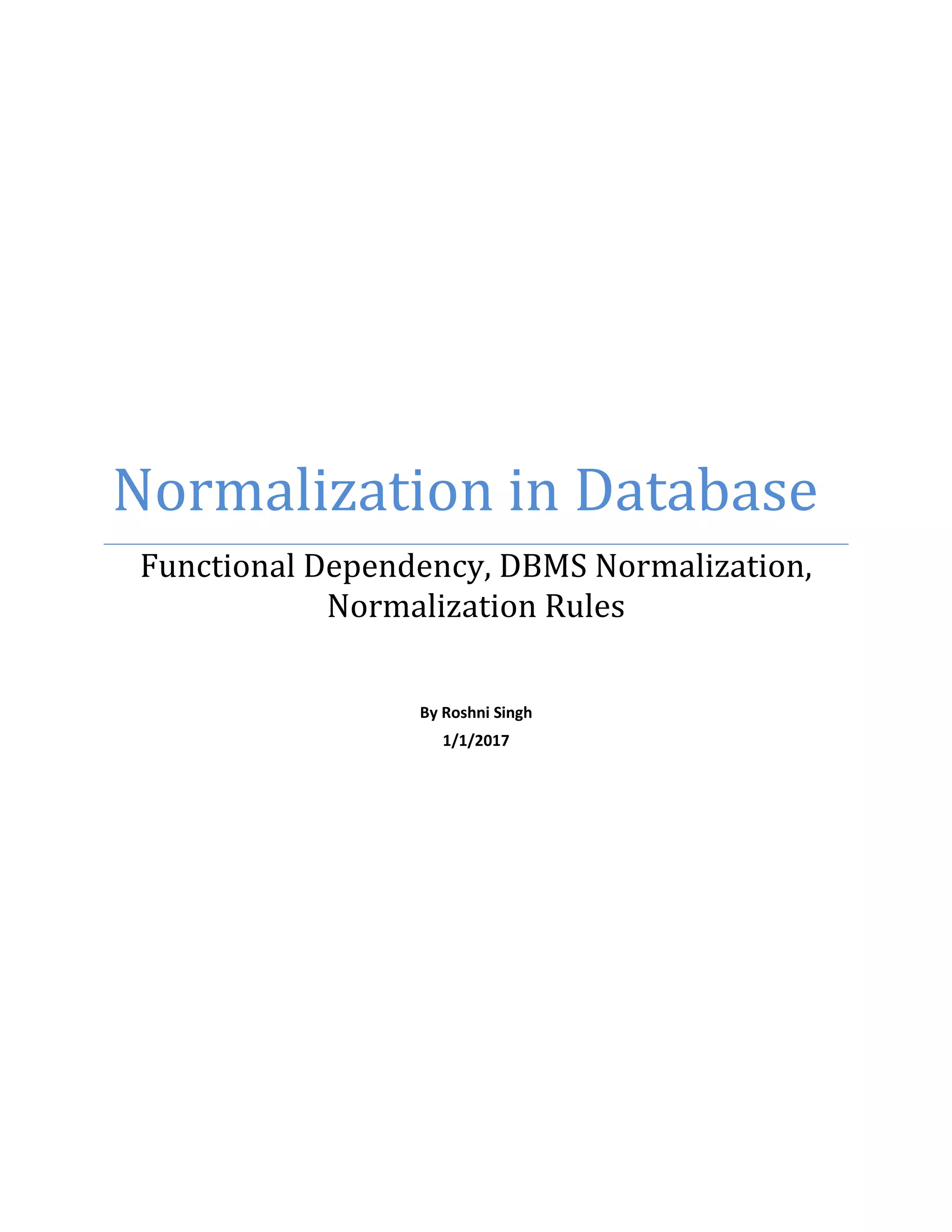 Normalization in Database | PDF