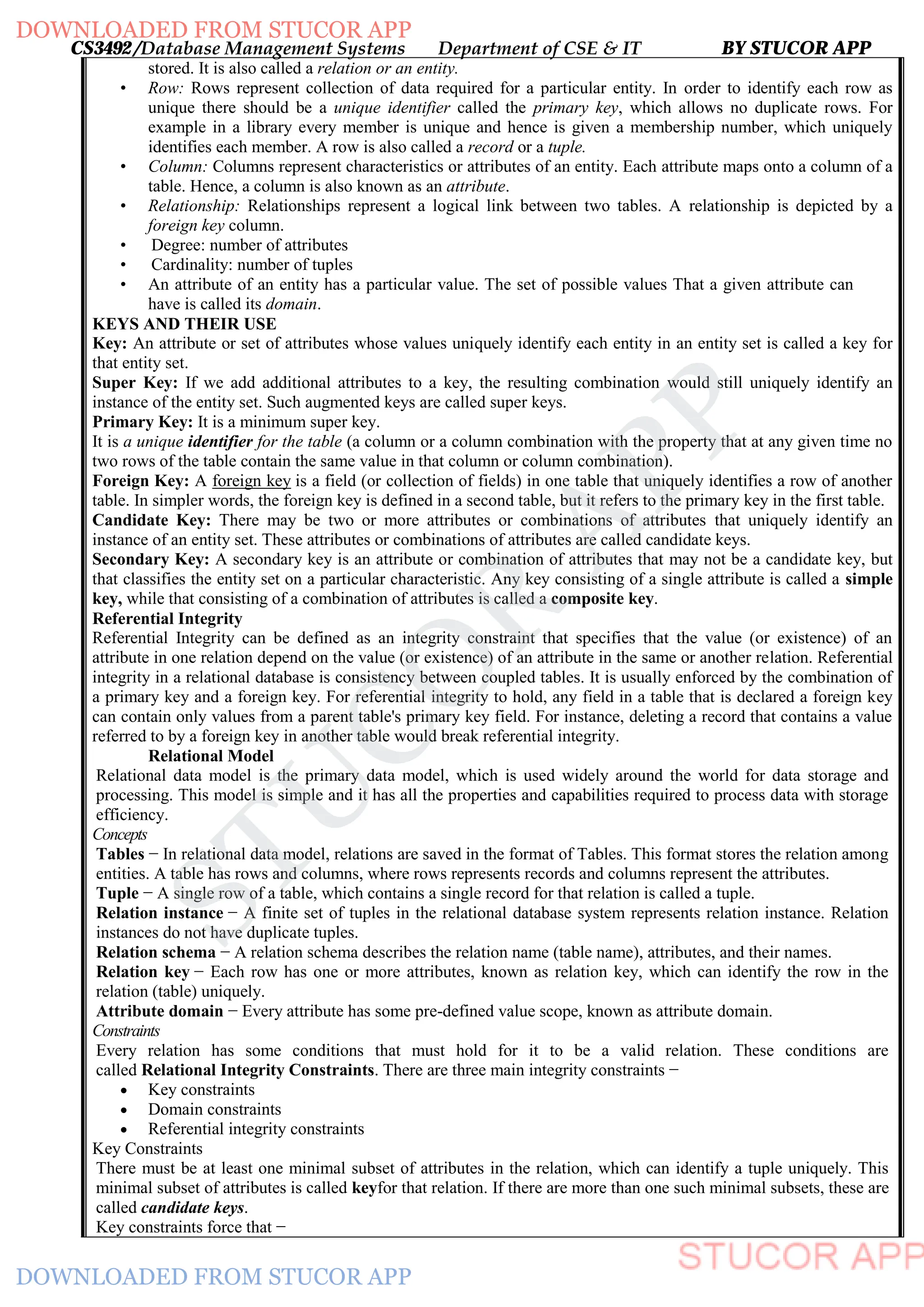 Database Management System NOTES for 2nd year | PDF