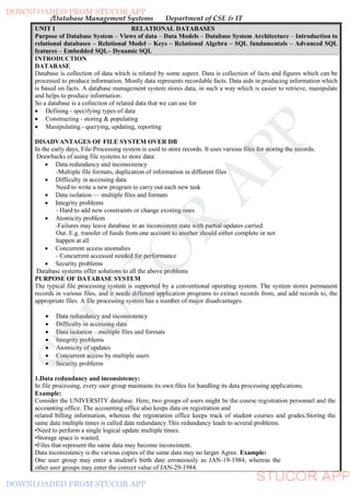 Database Management System NOTES for 2nd year | PDF