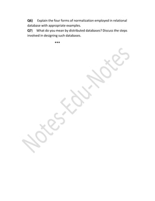 2009 Punjab Technical University B.C.A Database Management System Question paper | PDF ...