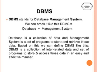 Introduction to DBMS | PPTX