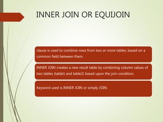 types of SQL Joins | PPTX