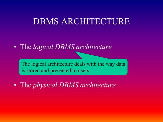 DATABASE MANAGEMENT SYSTEM ARCHITECTURE | PPT