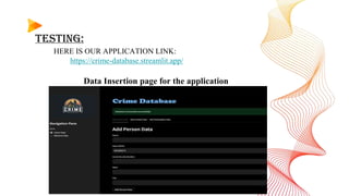 DBMS PPT(CRIME DATABASE).pptx Database s | PPTX | Databases | Computer Software and Applications