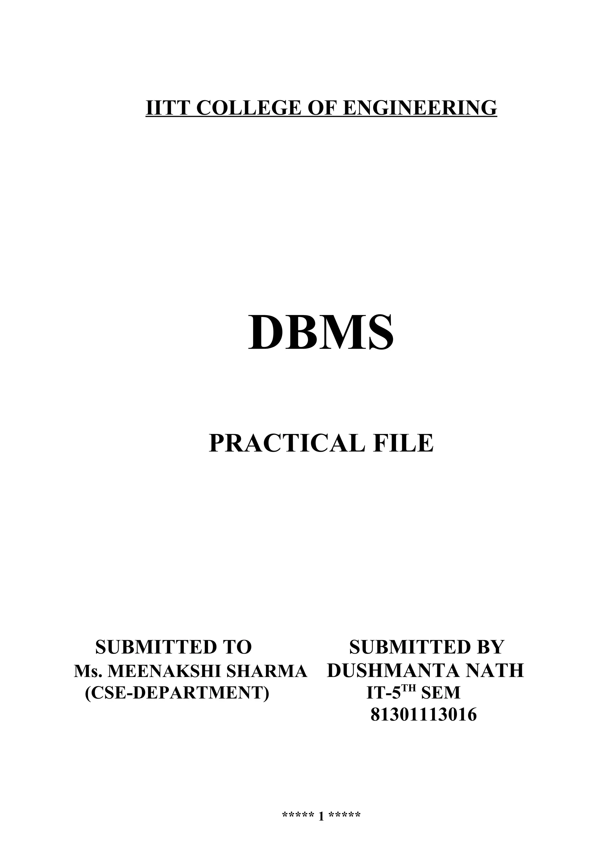 Dbms Practical File Pdf 2819