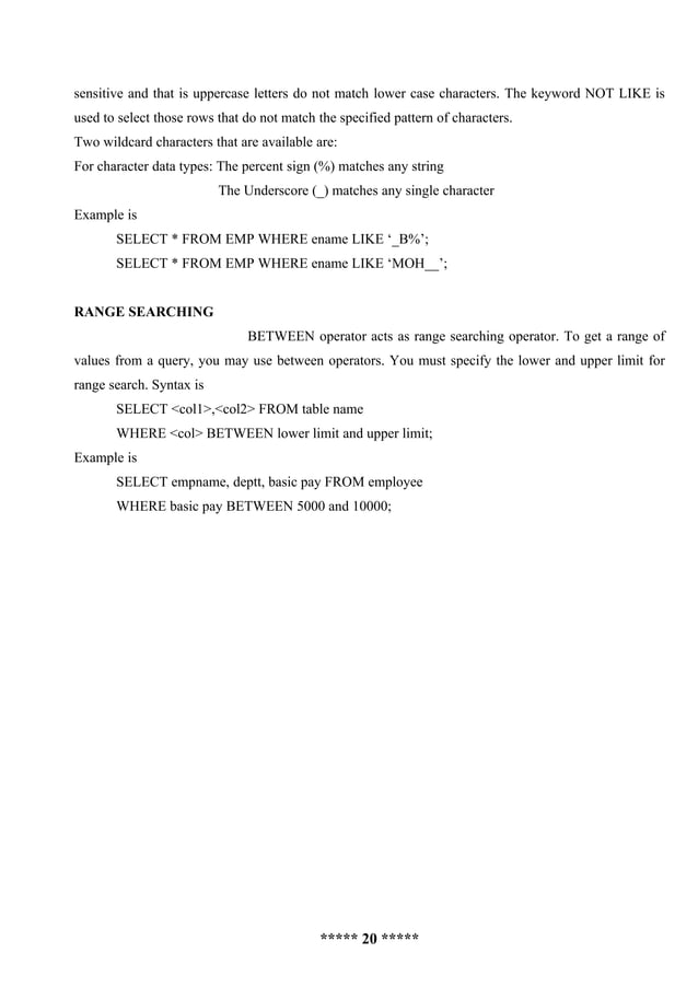 DBMS Practical File | DOC