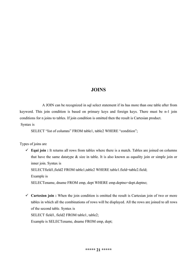 DBMS Practical File | DOC