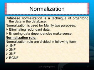 Dbms presentation of Automatic Car parking System | PPTX