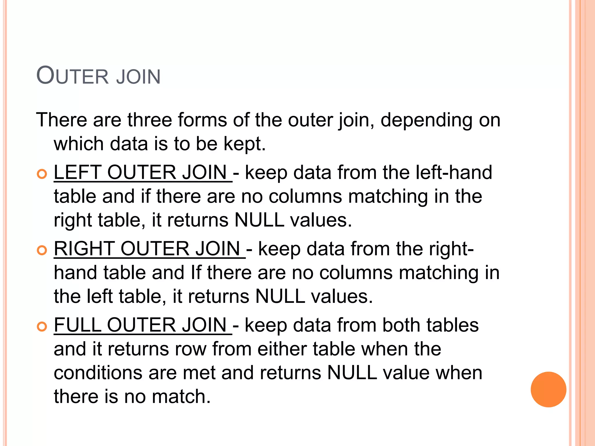 Relational Algebra,Types of join | PPTX