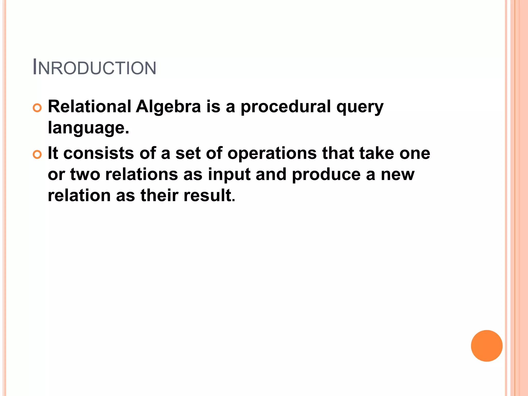 Relational Algebra,Types of join | PPTX