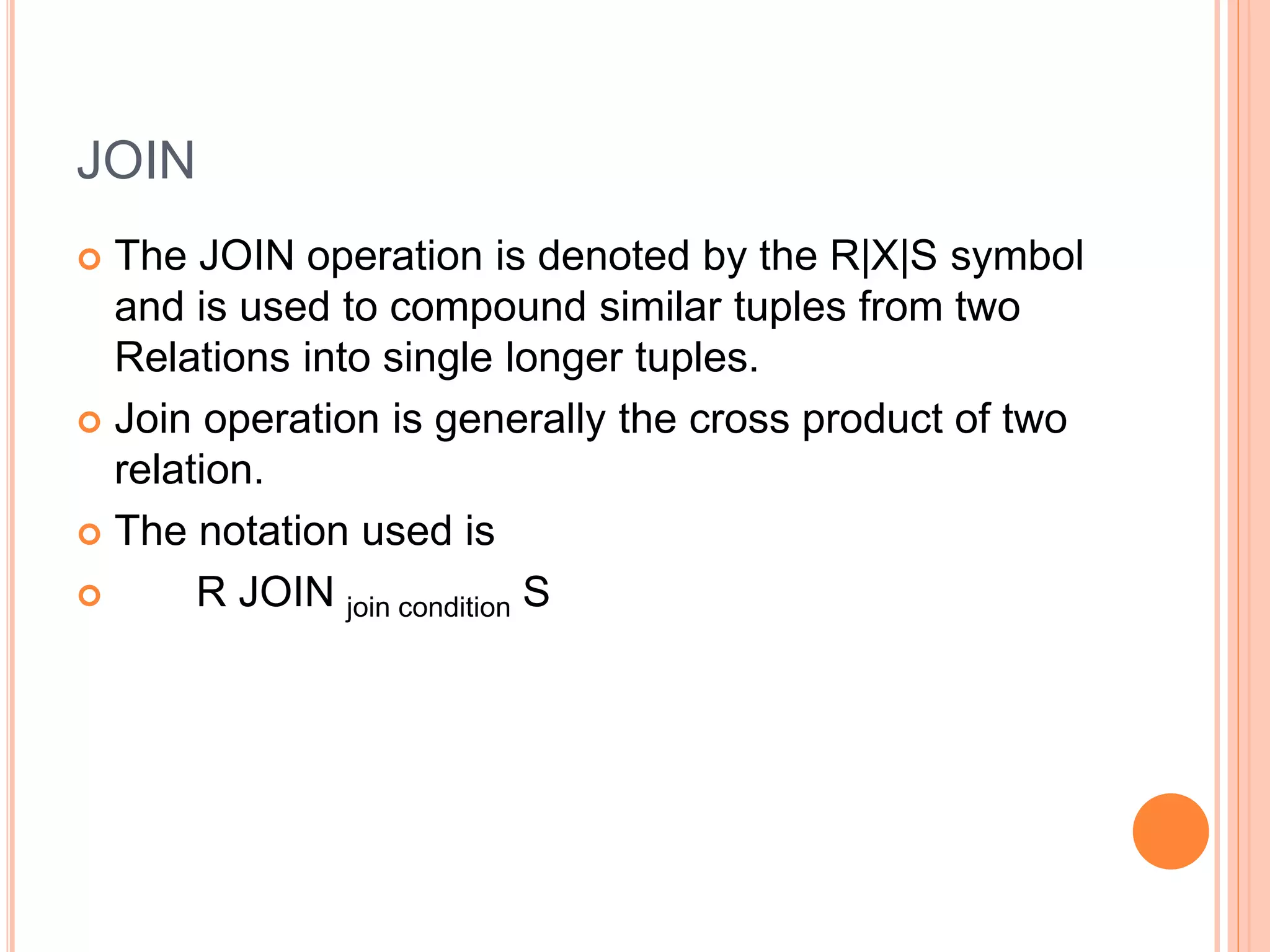 Relational Algebra,Types of join | PPTX