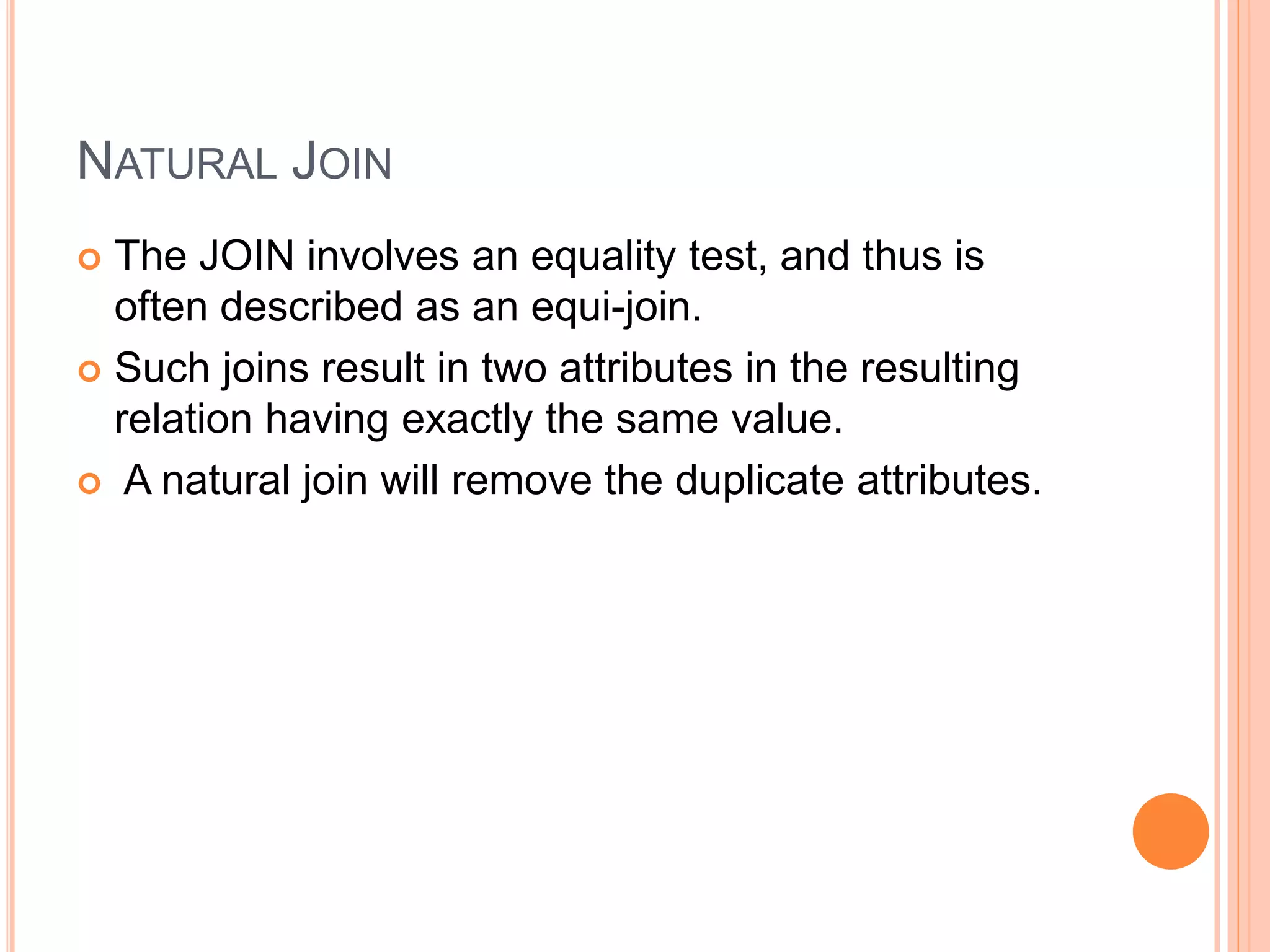 Relational Algebra,Types of join | PPTX