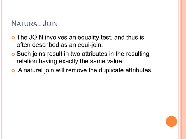 Relational Algebra,Types of join | PPTX