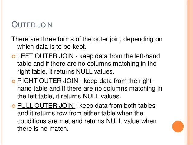 Relational Algebratypes Of Join