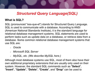 E-R diagram & SQL | PPTX | Databases | Computer Software and Applications