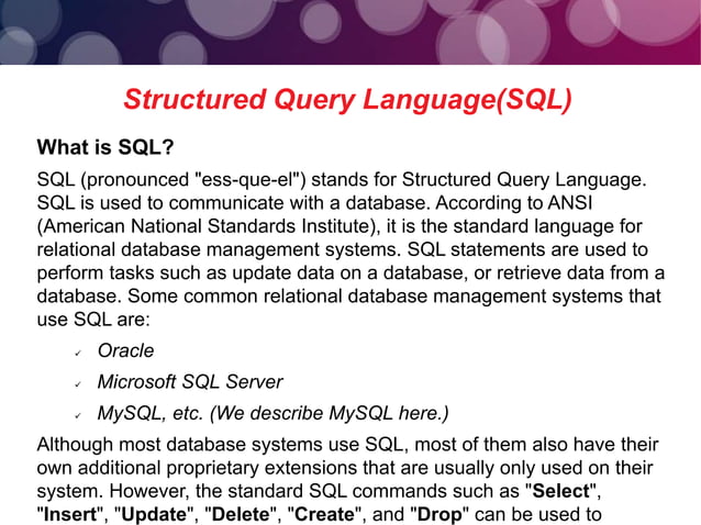 E-R diagram & SQL | PPTX | Databases | Computer Software and Applications
