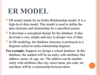 DBMS: ER Model Basics with a good description | PPTX