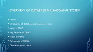 DBMS presentations Shri Ramswaroop Memorial university | PPT