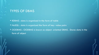 DBMS presentations Shri Ramswaroop Memorial university | PPT