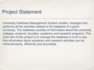 University Database Management Project | PPTX